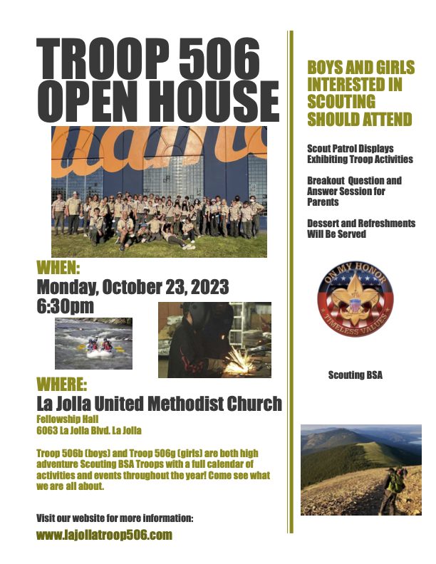 Troop 506 Open House | Troop 506B & Troop 506G | La Jolla, CA ...